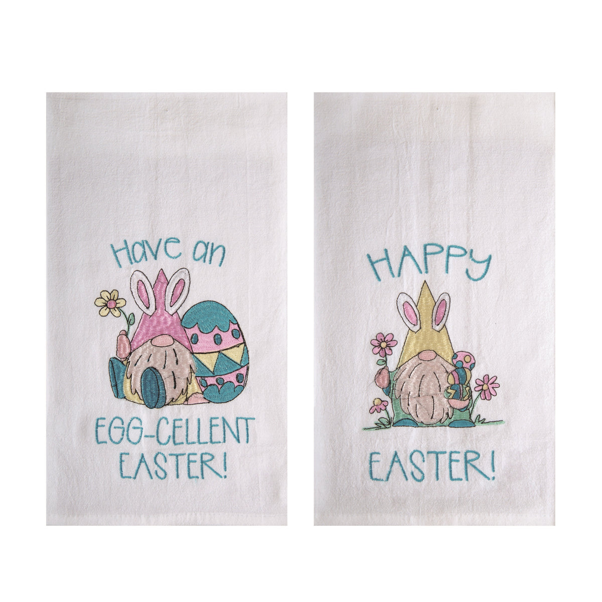 Fabric Embroidered Easter Gnome Tea Towel 2 Asst – Transpac Brands