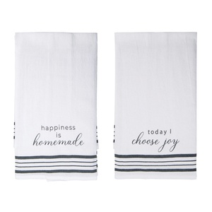 Fabric Joy/Happy Tea Towels 2 Asst – Transpac Brands