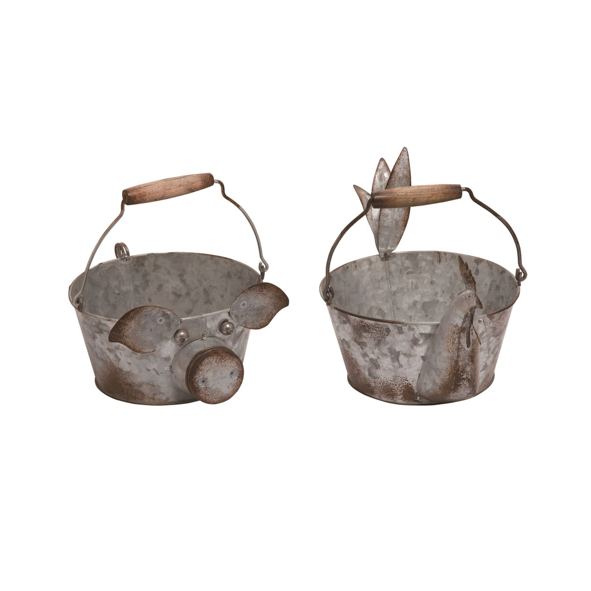 Metal Pig/Rooster Bucket 2 Asst – Transpac Brands