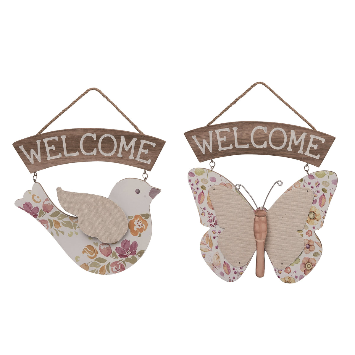 MDF Welcome Bird & Butterfly Decor Sign 2 Asst – Transpac Brands