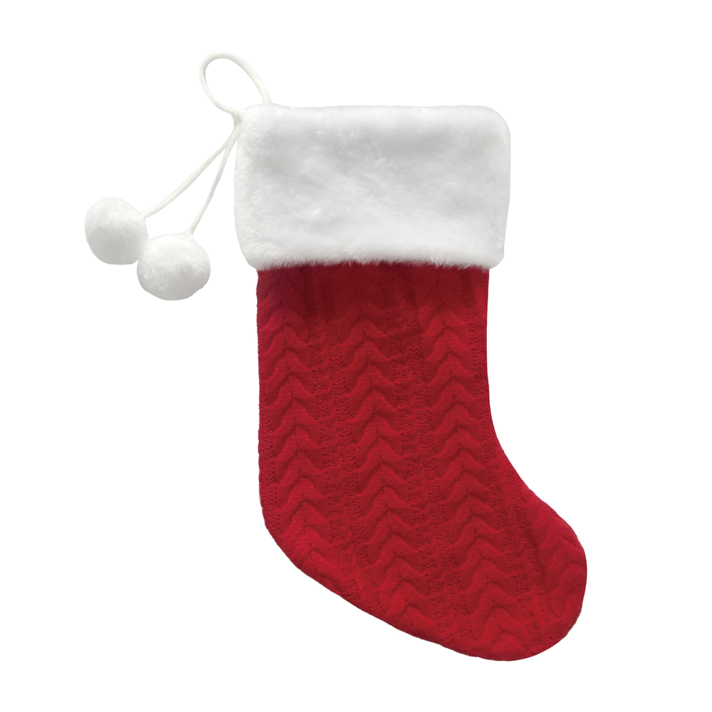 20" Red Tree Stocking /Fur Border /Pom Pom – Transpac Brands