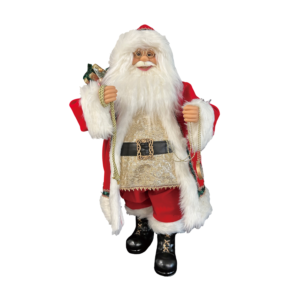 24" Traditional Red & Gold Santa W/Watch – Transpac Brands