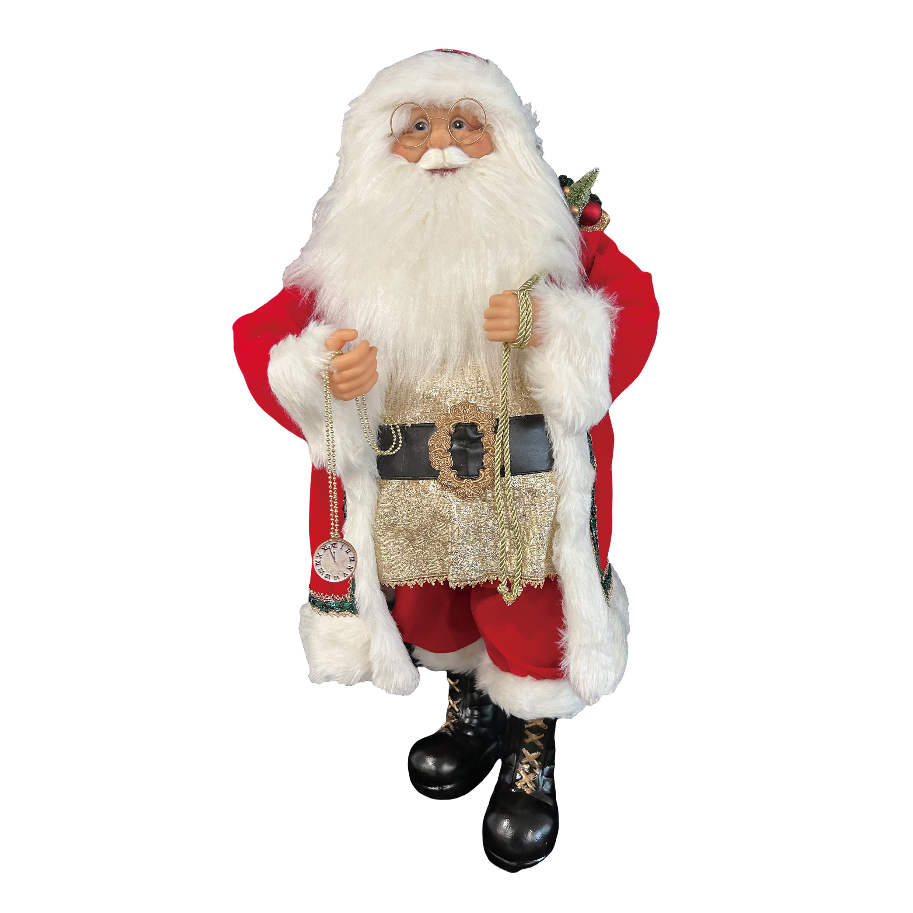 32" Traditional Red & Gold Santa W/Watch – Transpac Brands