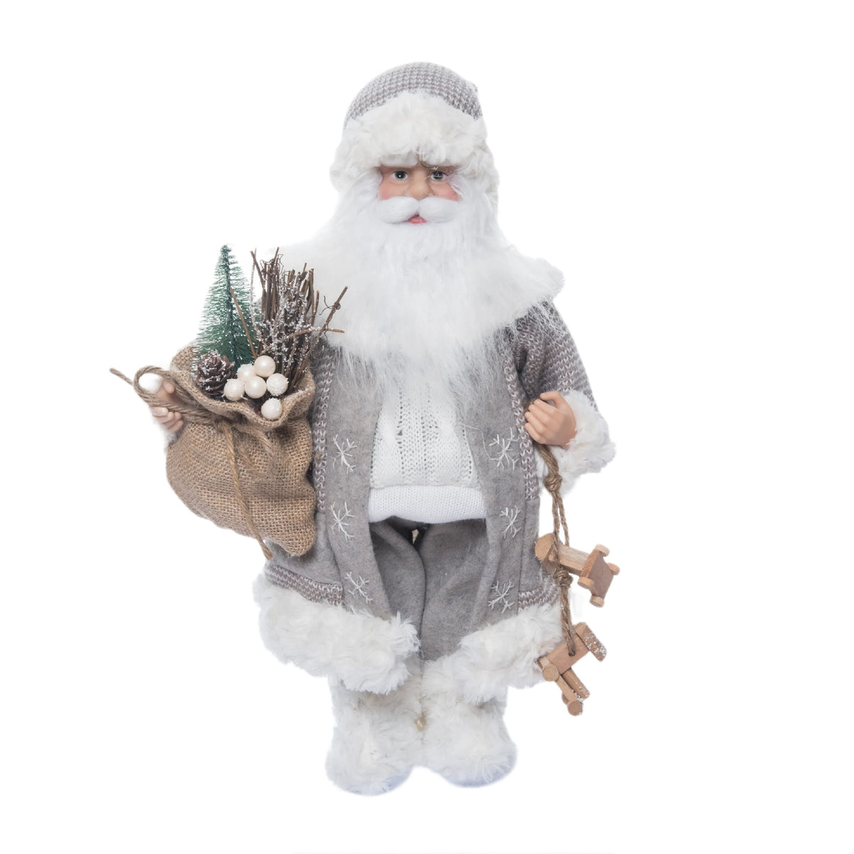 16" TAN SANTA W/SWEATER HOLDING TOY TRAINS – Transpac Brands
