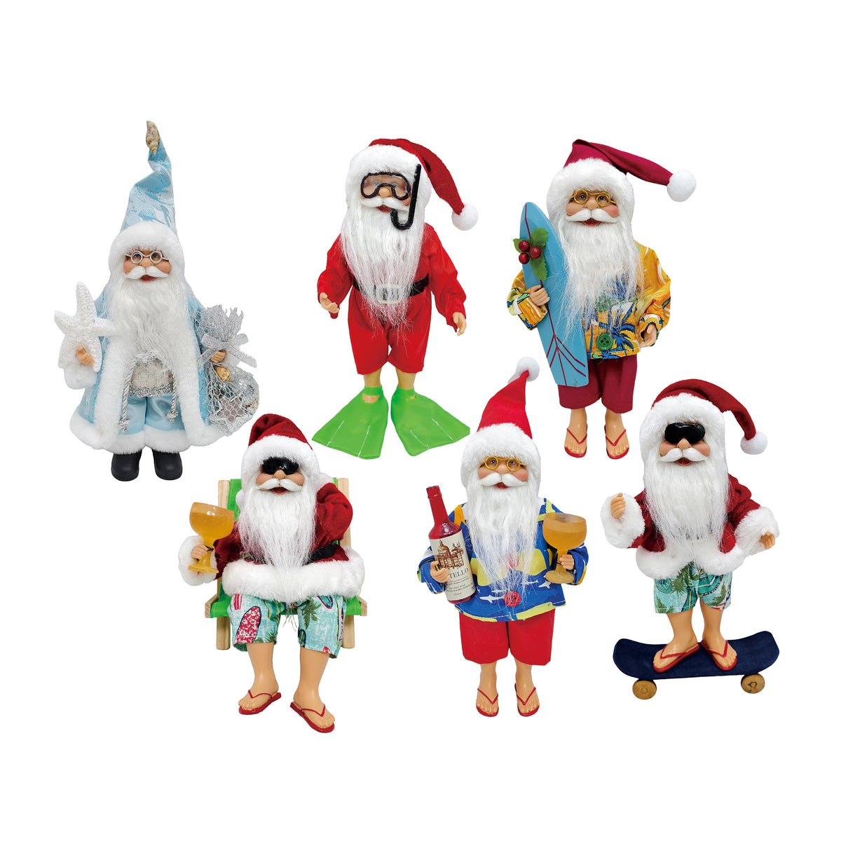 9" COASTAL LIGHT BLUE SANTA - 6 ASST – Transpac Brands