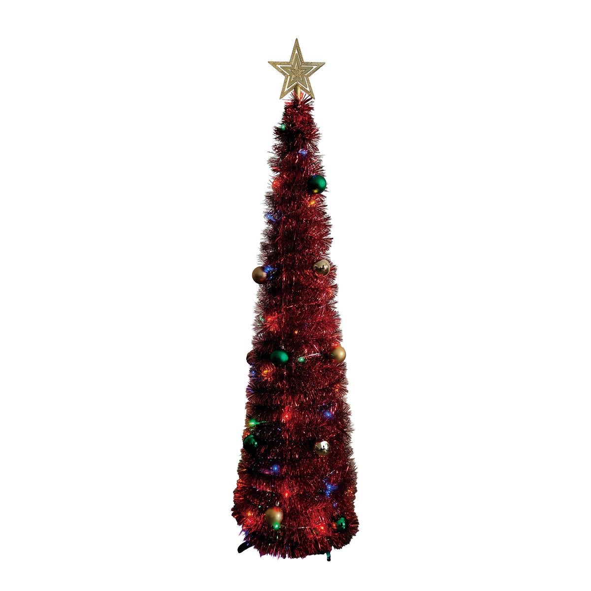 6FT Pop up tree with 30 balls-100 Four- color LED lights(Steady on/Fla ...