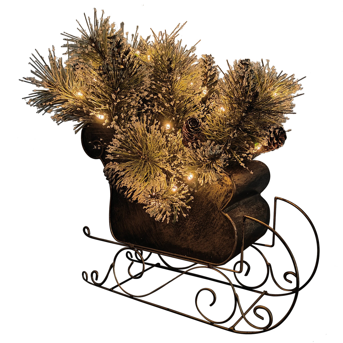 16" LED Sled Arrangement 20tips with 5 pcs pine cones Flower pine need ...