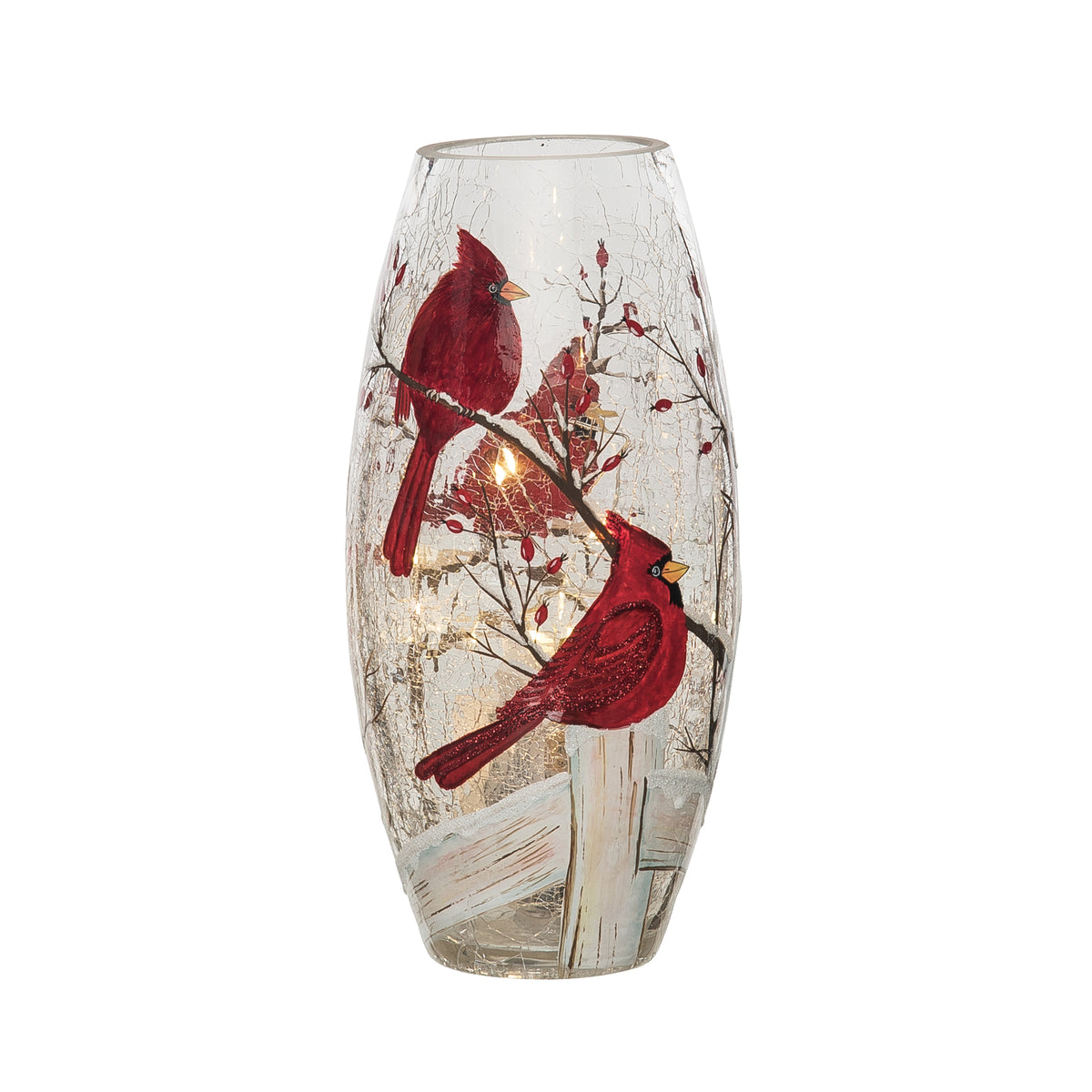 Glass Light Up Hand Painted Cardinal Vase Decor – Transpac Brands