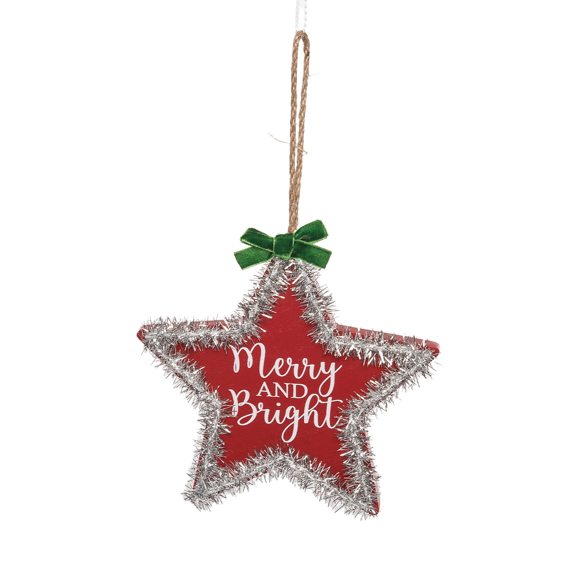 MDF/Tinsel Merry Bright Star Orn – Transpac Brands
