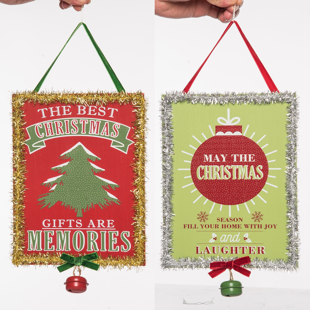 MDF/Tinsel Orn w/Bell 2 Asst – Transpac Brands