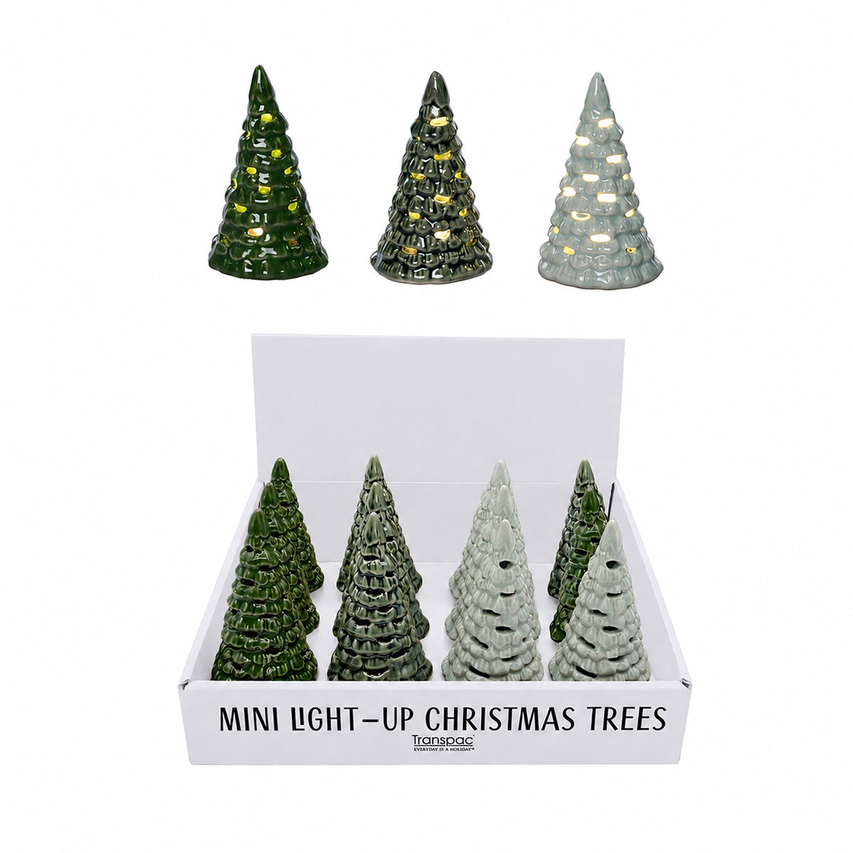 Dol Mini Light Up Iridescent Tree 3 Style/4 EA/12PDQ – Transpac Brands