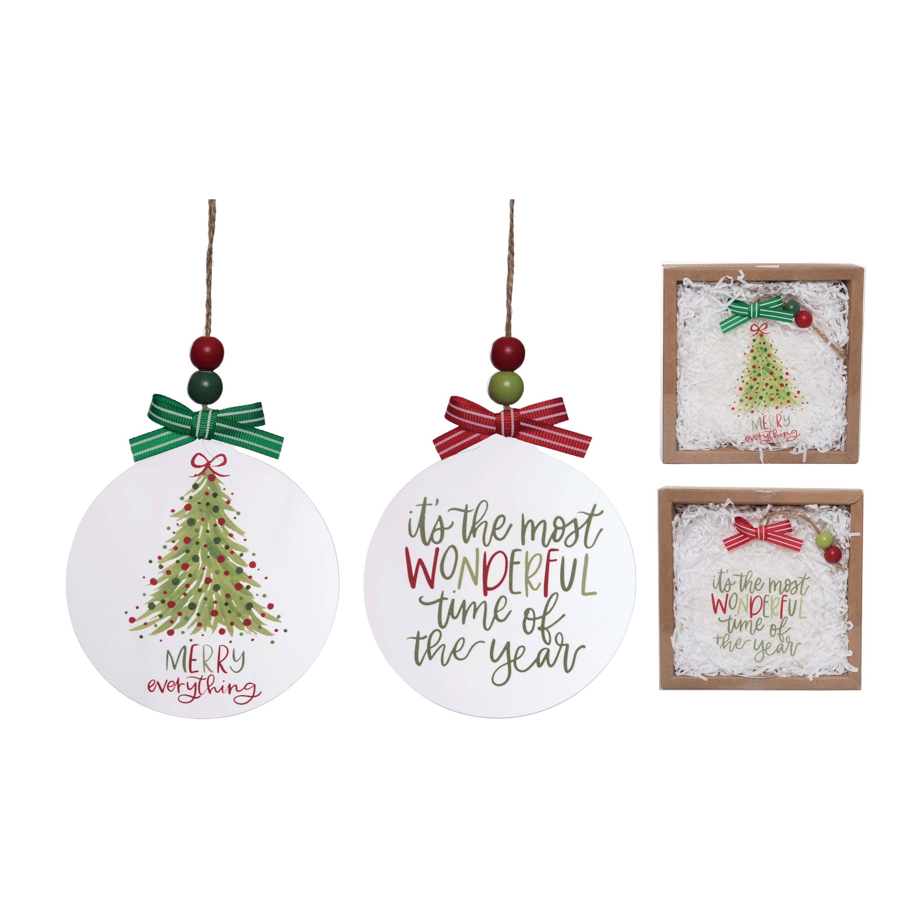 Acrylic Orn Merry/Wonderful in Box 2 Asst – Transpac Brands