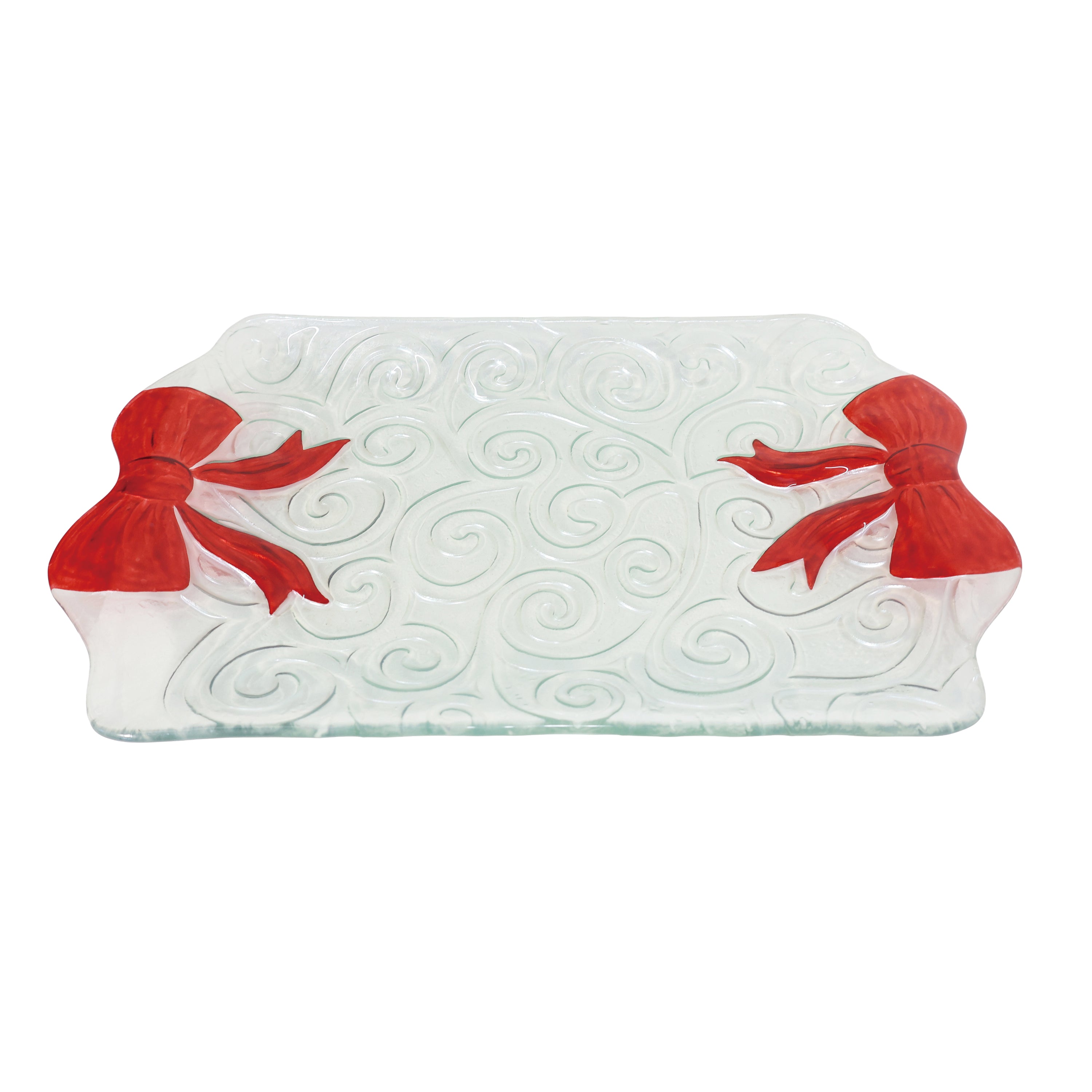 Glass Red Bow Platter – Transpac Brands