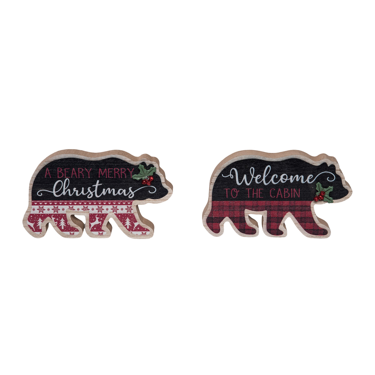 MDF Christmas Bear Sign 2 Asst – Transpac Brands