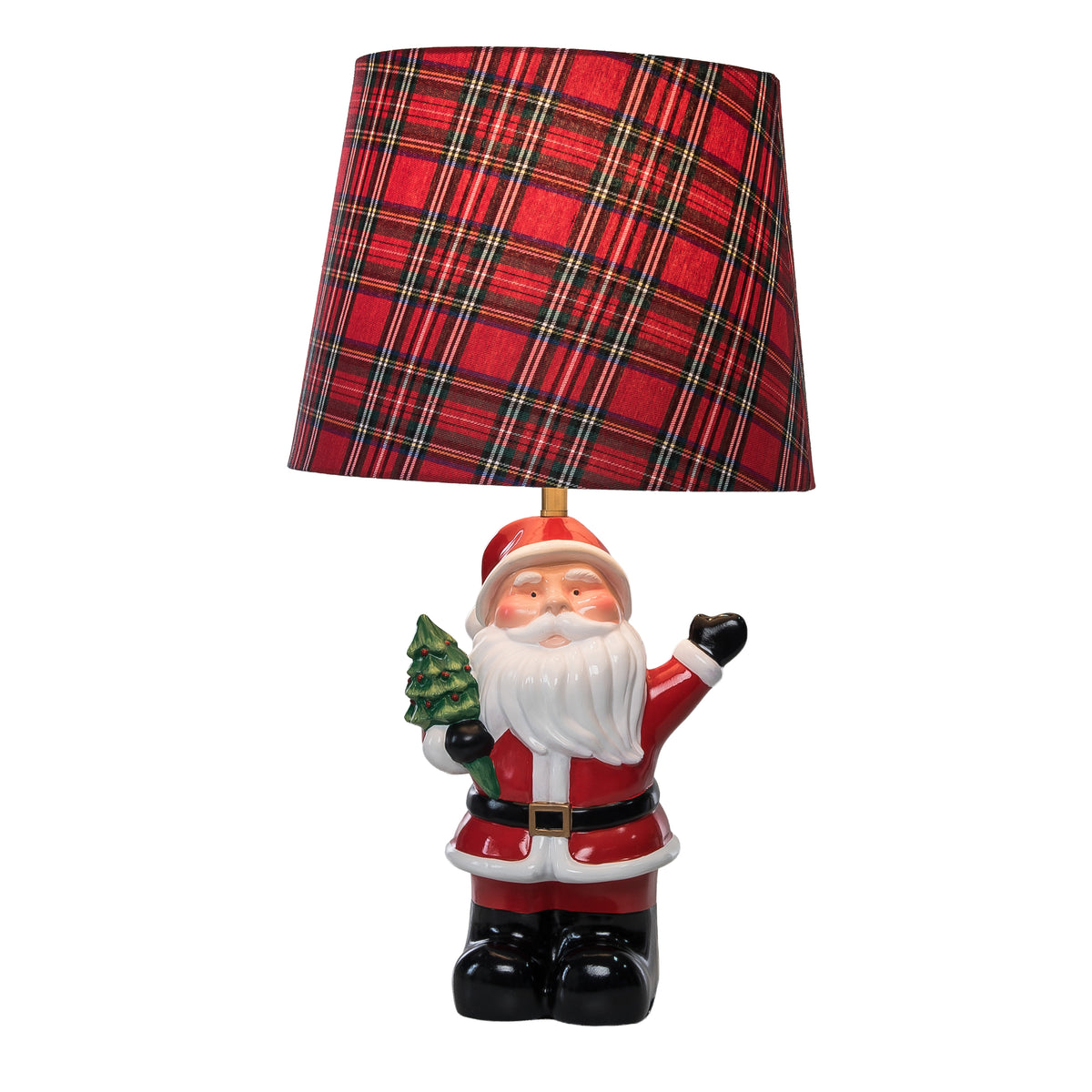 Resin Santa Lamp with Plaid Shade – Transpac Brands