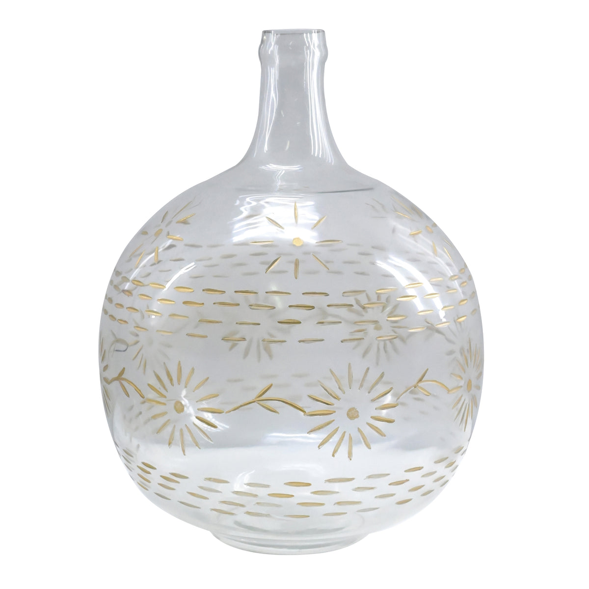 Glass Etched Flowers Med Vase – Transpac Brands