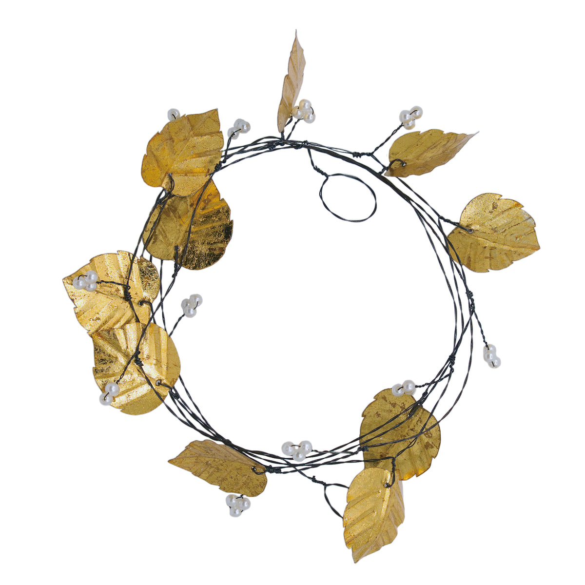 6' Metal Leaf Garland w/Pearls – Transpac Brands