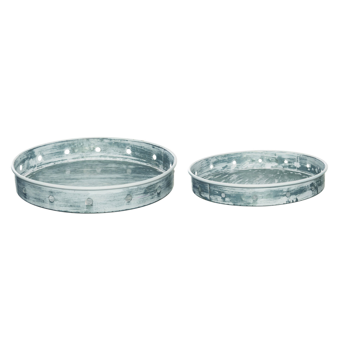 Metal Nested White Washed Trays S/2 – Transpac Brands
