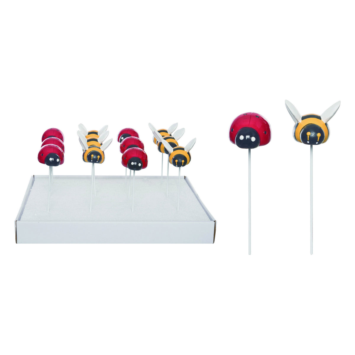 Res Ladybug & Bumblebee Plant Picks In Display S/12 – Transpac Brands