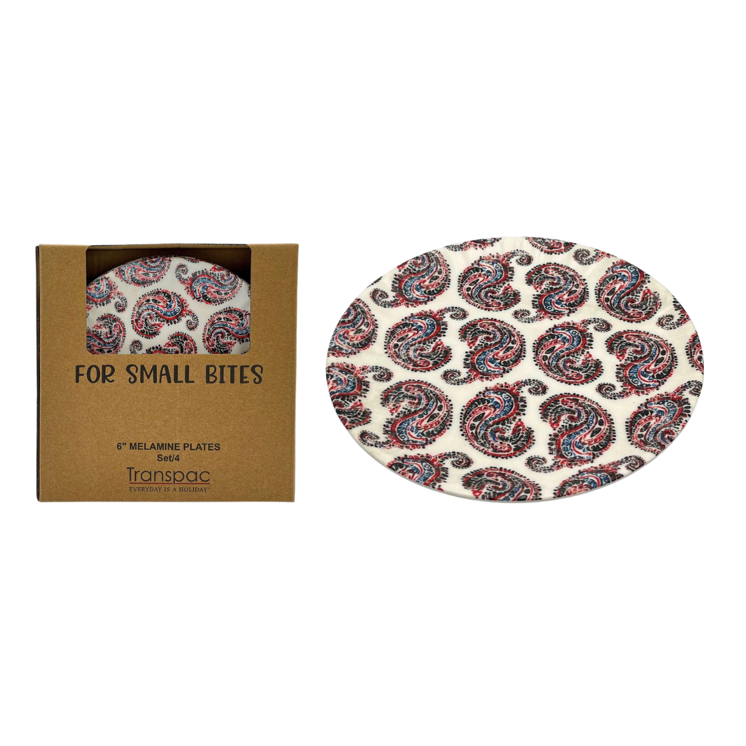 Melamine Blue Bandana App Plates S/4 – Transpac Brands