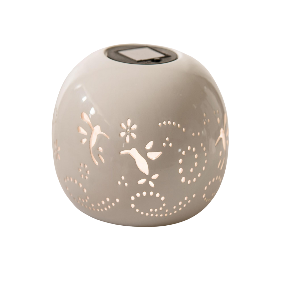 Cer Solar Tabletop Light w/ Cut Out Hummingbirds Design – Transpac Brands