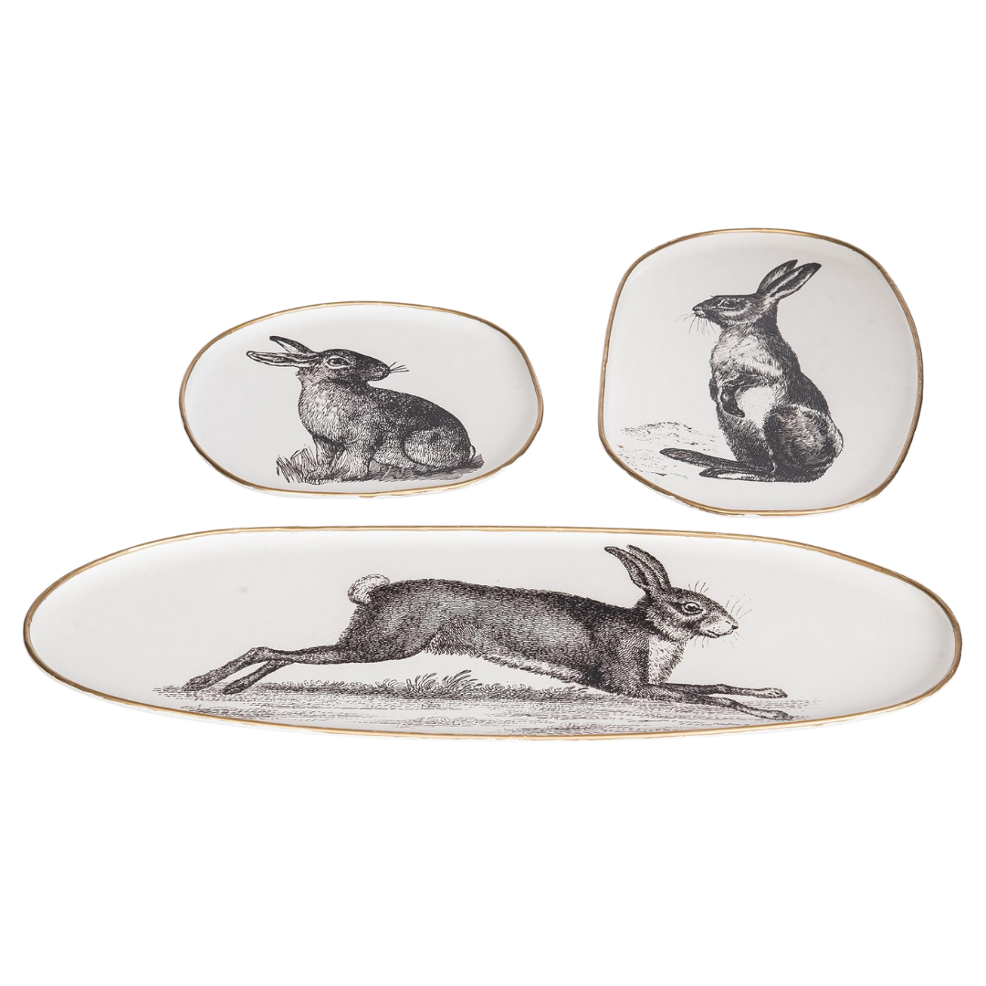 Metal Organic Shape Trays w/ Bunnies S/3 – Transpac Brands