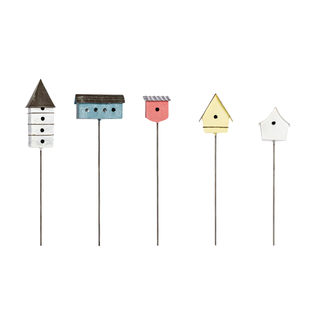 Mini Metal Birdhouse Pick S/5 – Transpac Brands