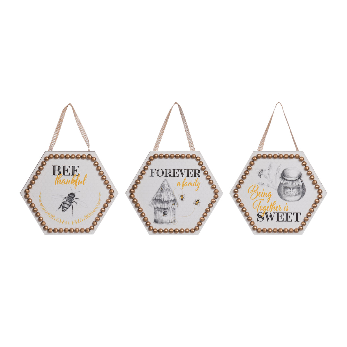 MDF Bee Hive Hanging Wall Art 3 Asst – Transpac Brands