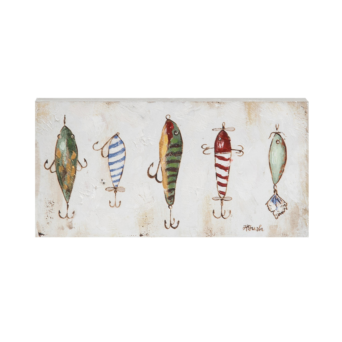 MDF Hand Painted Fish Hook Block Decor – Transpac Brands