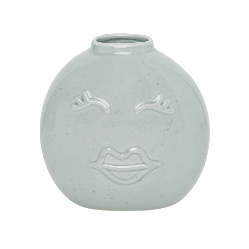 Blue Face Ceramic Flat Vase – Transpac Brands