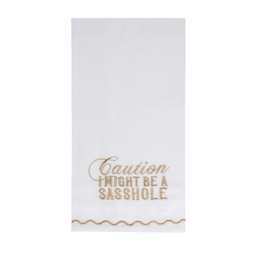 Caution Gold Thread Tea Towel – Transpac Brands