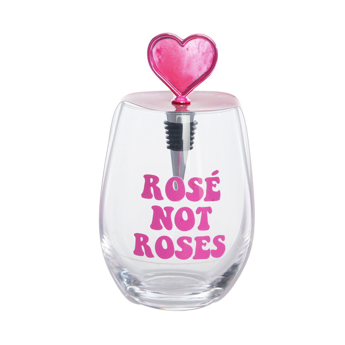 Rose Not Roses Wine Glass w/ Stopper S/2 – Transpac Brands