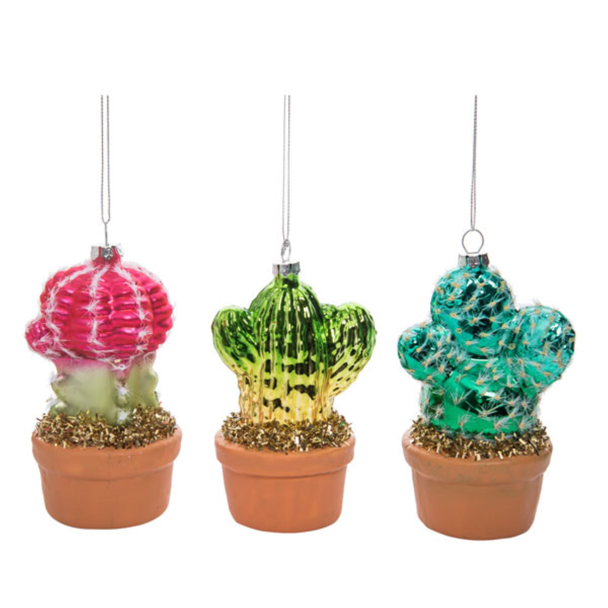Glass Cactus Orn 3 Asst – Transpac Brands