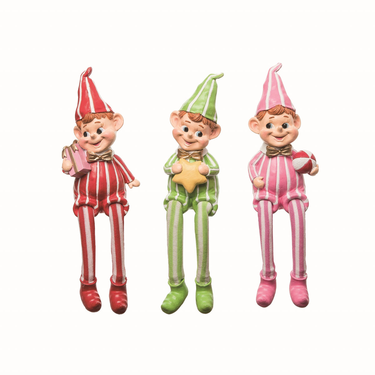 Res Striped Elf Sitter Fig 3 Asst – Transpac Brands