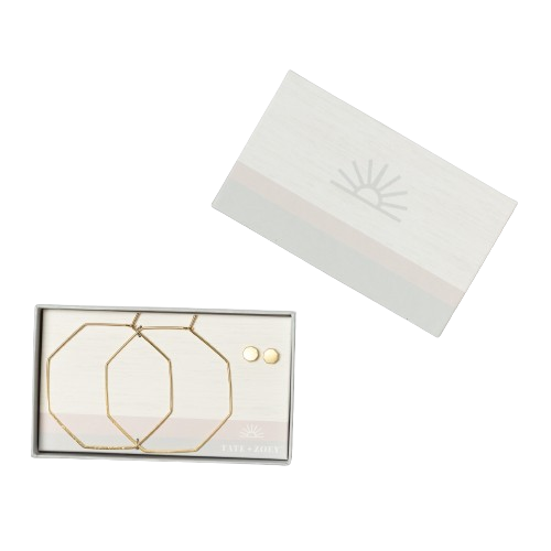 Gold Geometric Octagon Earring Set – Transpac Brands